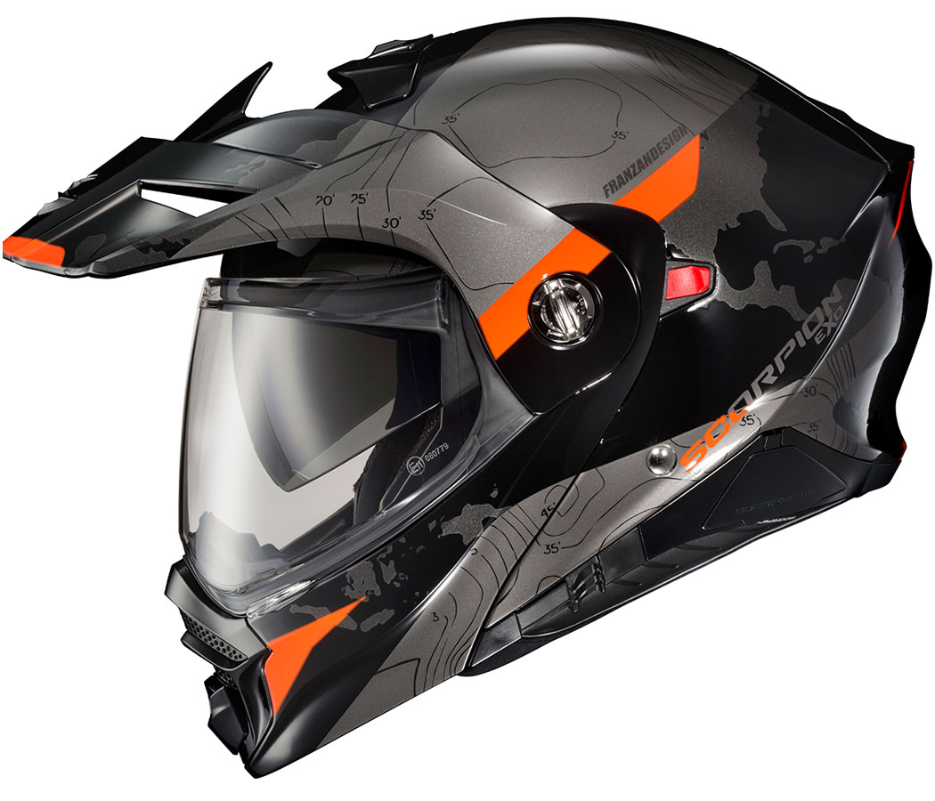 cyclebitz: Scorpion EXO-AT960 Modular Helmet Topographic Black/Orange