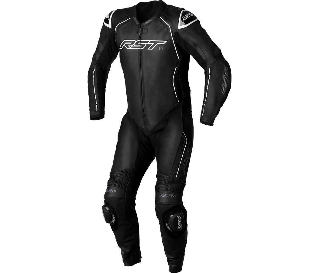 cyclebitz: RST S1 CE Leather 1 Piece Suit Black White