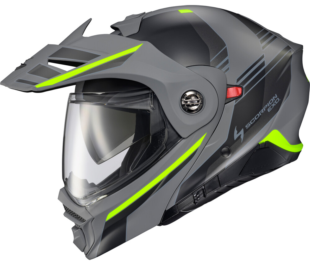cyclebitz: Scorpion EXO-AT960 Modular Helmet Monk Grey/Hi-Vis
